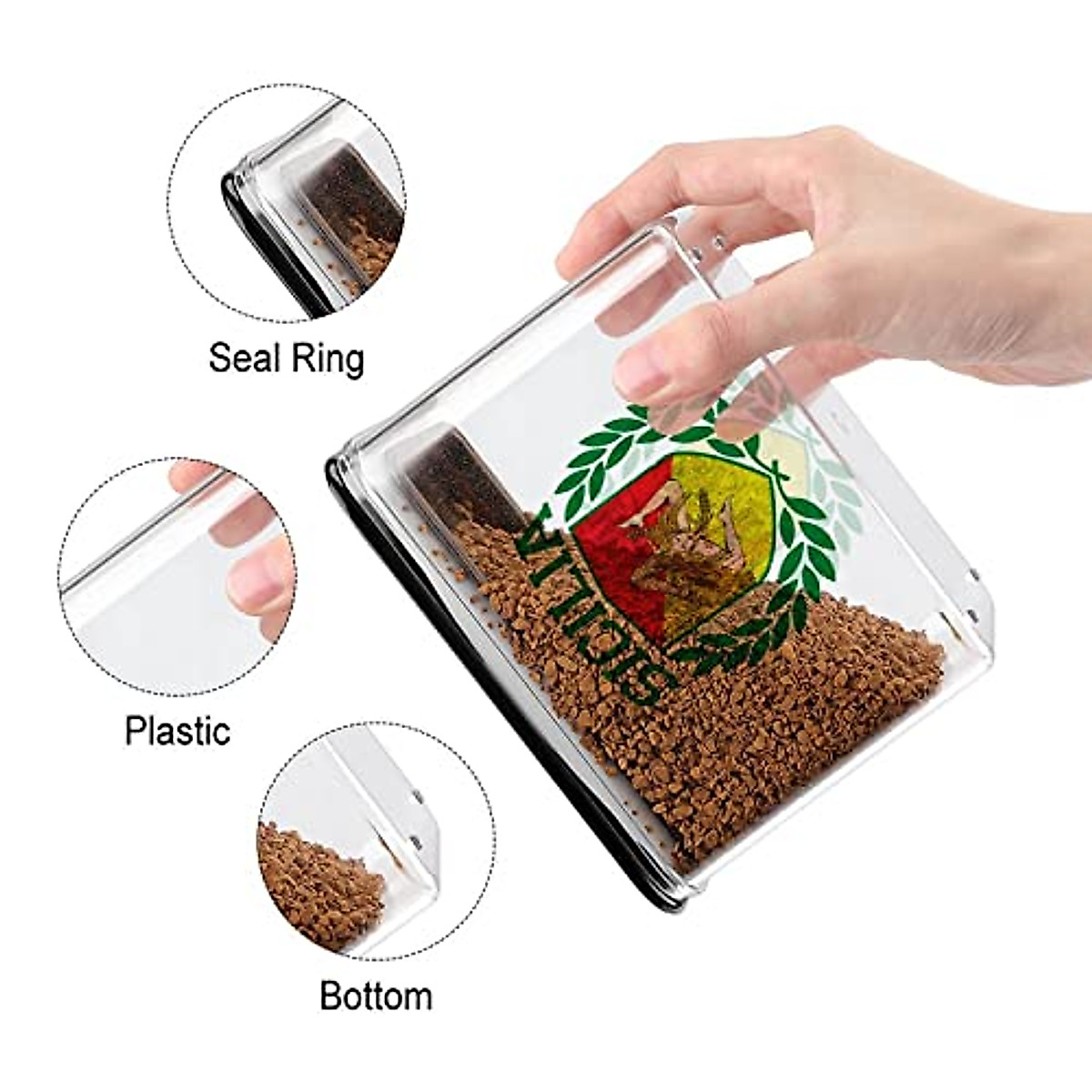 Sicilian Flag Storage Box Plastic Food Organizer Container Canisters with Lid for Kitchen