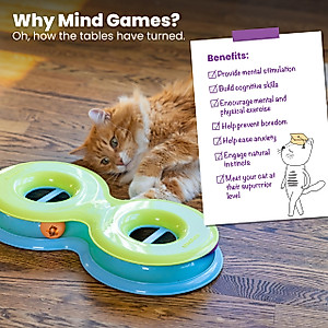 Catstages Infinity Ball Track for Cats with Two Balls, Including One Light-Up Ball, Figure-8 Shaped Cat Ball Track Compatible Topper Toys, Green