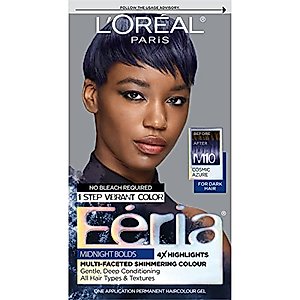 L’Oréal Paris Feria Midnight Bold Multi-Faceted Permanent One-Step Hair Color Kit, No Bleach Required, Cosmic Azure