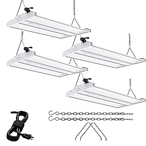 HYPERLITE 4 Pack 1.7ft High Bay Light 210W 28350LM, Linear High Bay Lights 1-10V Dimmer, US Plug 5000K High Bay Shop Light (Large Area Illumination) for Warehouse Garages, Workshop