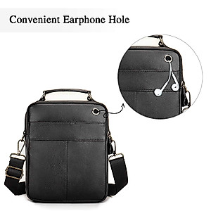 BAIGIO Men's Genuine Leather Crossbody Bag for Men Shoulder Bag Small Messenger Bag Leather Handbag Father's Gift