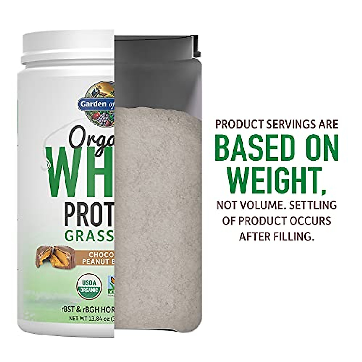 Garden of Life Whey Protein Powder Chocolate Peanut Butter, 21g Certified Organic Grass Fed Protein for Women & Men + Probiotics - 12 Servings - Gluten Free, Kosher, Humane, RBST & rBGH Hormone Free