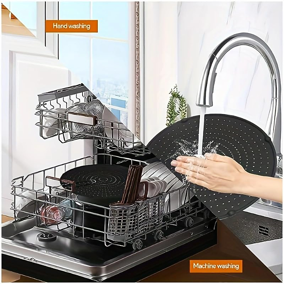 KFL 2 Pack 𝐒𝐢𝐥𝐢𝐜𝐨𝐧𝐞 𝐒𝐩𝐥𝐚𝐭𝐭𝐞𝐫 𝐒𝐜𝐫𝐞𝐞𝐧 for Frying Pan - 13 Inch Stainless Steel Grease Splatter Guard - Cover Oil Splash when Sizzling Bacon, Cooking Fried Chicken or Popcorn