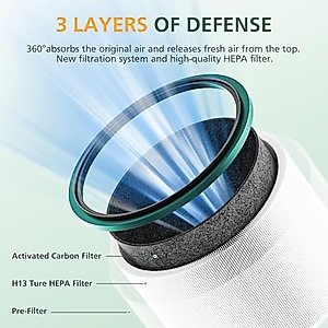 2 Pack HP01 HP02 HEPA Filter Replacement Compatible with Dyson HP01 HP02 DP01 DP02 Desk Purifiers, Replaces Part # 968125-03, Fit for Dyson Pure Hot Cool Link Air Purifier Filter