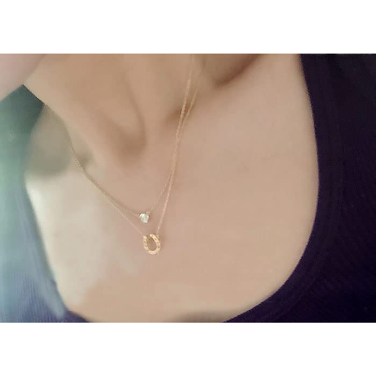 LUSENME Best Friend Necklaces for 2 Good Luck Elephant Necklace Horseshoe Necklace for Women Girls BFF (Gold Horseshoe)