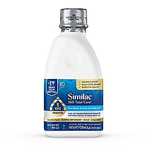 Similac 360 Total Care Infant Formula with 5 HMO Prebiotics, Our Closest Formula to Breast Milk, Non-GMO, Baby Formula, Ready-to-Feed 32-fl-oz Bottle (Case of 6)