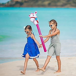 OBANGONG 3 Pcs Inflatable Stick Horse Inflatable Horse Head Stick Balloon Funny Stick Horse Toy for Kids Inflatable Horse on a Stick for Western Cowboy Pony Horse Baby Shower Cowboy Party Supplies