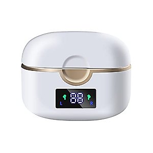 AXX Bluetooth Headphones True Wireless Earbuds Touch Control Waterproof in-Ear Earbuds with Mic for TV Smart Phone Computer Laptop Sports (White)