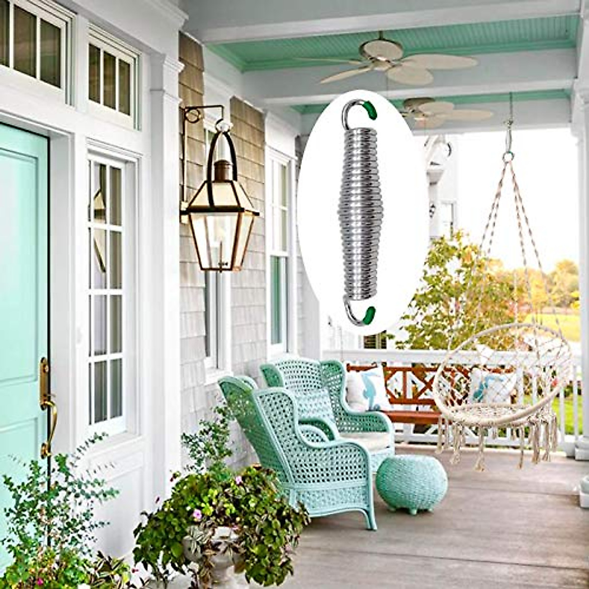 Hammock Chairs Porch Swing Spring - 600Lbs Heavy Duty Suspension Swing Hangers Ceiling Mount Porch Swings by BLASCOOL (One Piece 600Lbs)