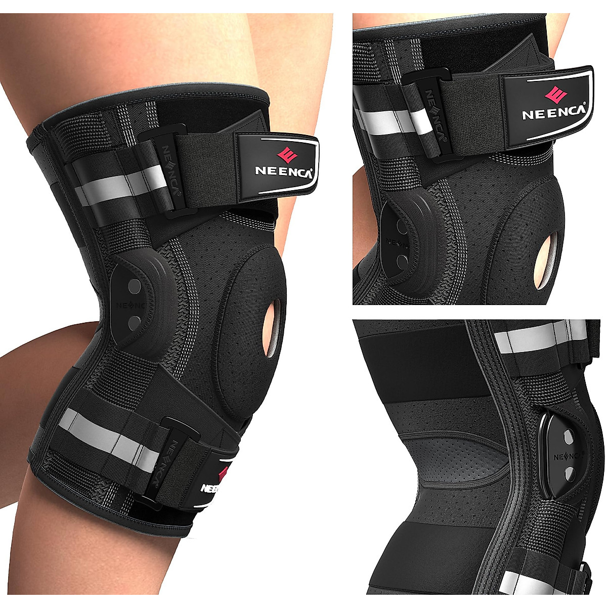 NEENCA Professional Knee Brace for Knee Pain, Hinged Knee Support with Patented X-Strap Fixing System, Strong Stability for Pain Relief, Arthritis, Meniscus Tear, ACL, PCL, MCL, Runner, Sport, Workout