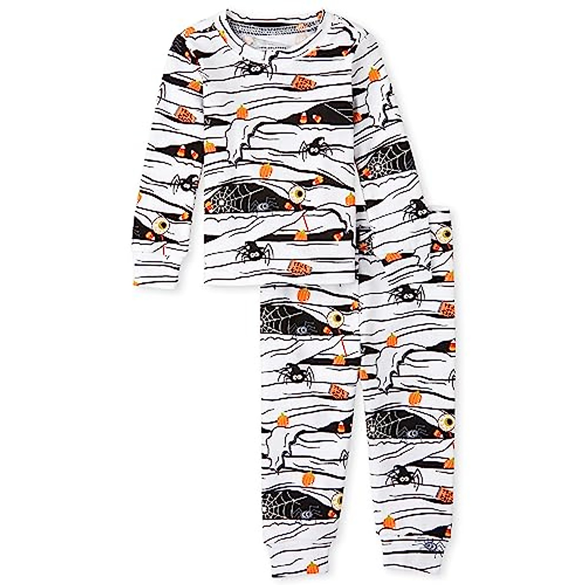 The Children's Place Kids' Baby/Toddler 2 Piece Family Matching, Halloween Pajama Sets, Cotton, Glow Mummy, 4T
