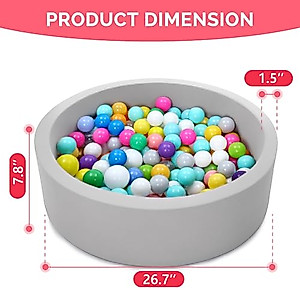 Moncoland Round Foam Kids Ball Pit for Babies, Toddler Ball Pit with Soft Sponge Kids Play Tent Ball Pool, Children Gift Idea for Baby Infant Indoor Outdoor Game 26.7" x 7.8" (No Balls)