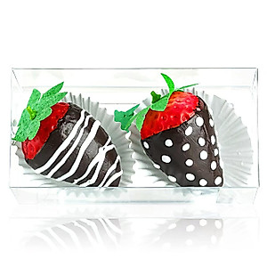 RomanticBaking 50Pack 4 1/2" x 2 1/4"x 2" Clear Chocolate Covered Strawberries Boxes for 2 Macaron Boxes for 4 Bakery Boxes Small Treat Boxes for Wedding Birthday Party