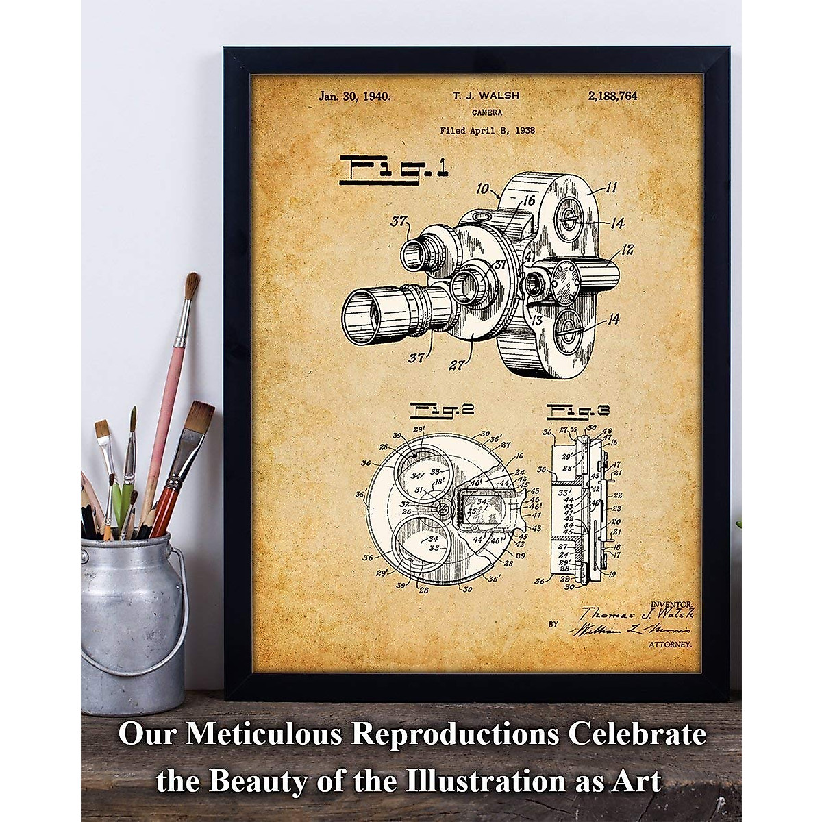 Film Movie Motion Picture Camera Patent - Classic Movie Theater Poster, Theater Room and Movie Director Room Decor, Gift for Photographers and Movie Makers, 11x14 Unframed Patent Print Poster