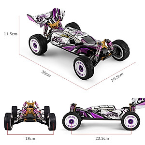 GoolRC WLtoys 124019 RC Car,1/12 Scale 2.4GHz Remote Control Car,4WD 60km/h High Speed Racing Car,Off-Road Buggy Drift Car RTR with Aluminum Alloy Chassis,Zinc Alloy Gear and 2 Batteries