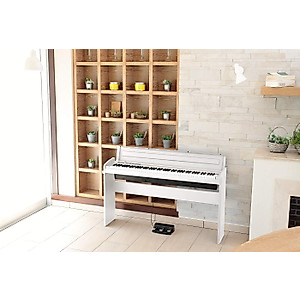 Korg LP-180 Digital Piano - White Bundle with Furniture Bench, Instructional Book, Austin Bazaar Instructional DVD, and Polishing Cloth