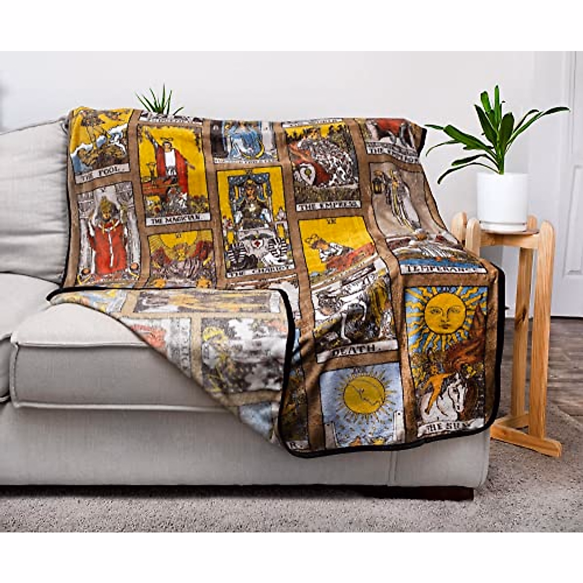 Tarot Card Collage Fleece Throw Blanket | Plush Soft Polyester Cover for Sofa and Bed, Cozy Home Decor, Luxury Room Essentials | Zodiac Astrology Gifts for Adults and Teens | 45 x 60 Inches