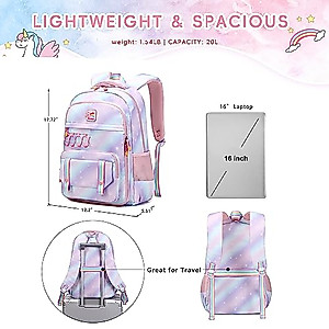 KIDNUO Girls Backpack 15.6 Inch Laptop School Bag Cute Kids Kindergarten Elementary Backpacks Middle Schoolbag Large Bookbags for Women Teens Students Anti Theft Travel Daypack (Purple)
