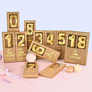 CAKE CODE 2.76 Inch Crystal Gold 1 Number Birthday Candles, Gold Number Candles, Cake Number Candles, Party Celebration