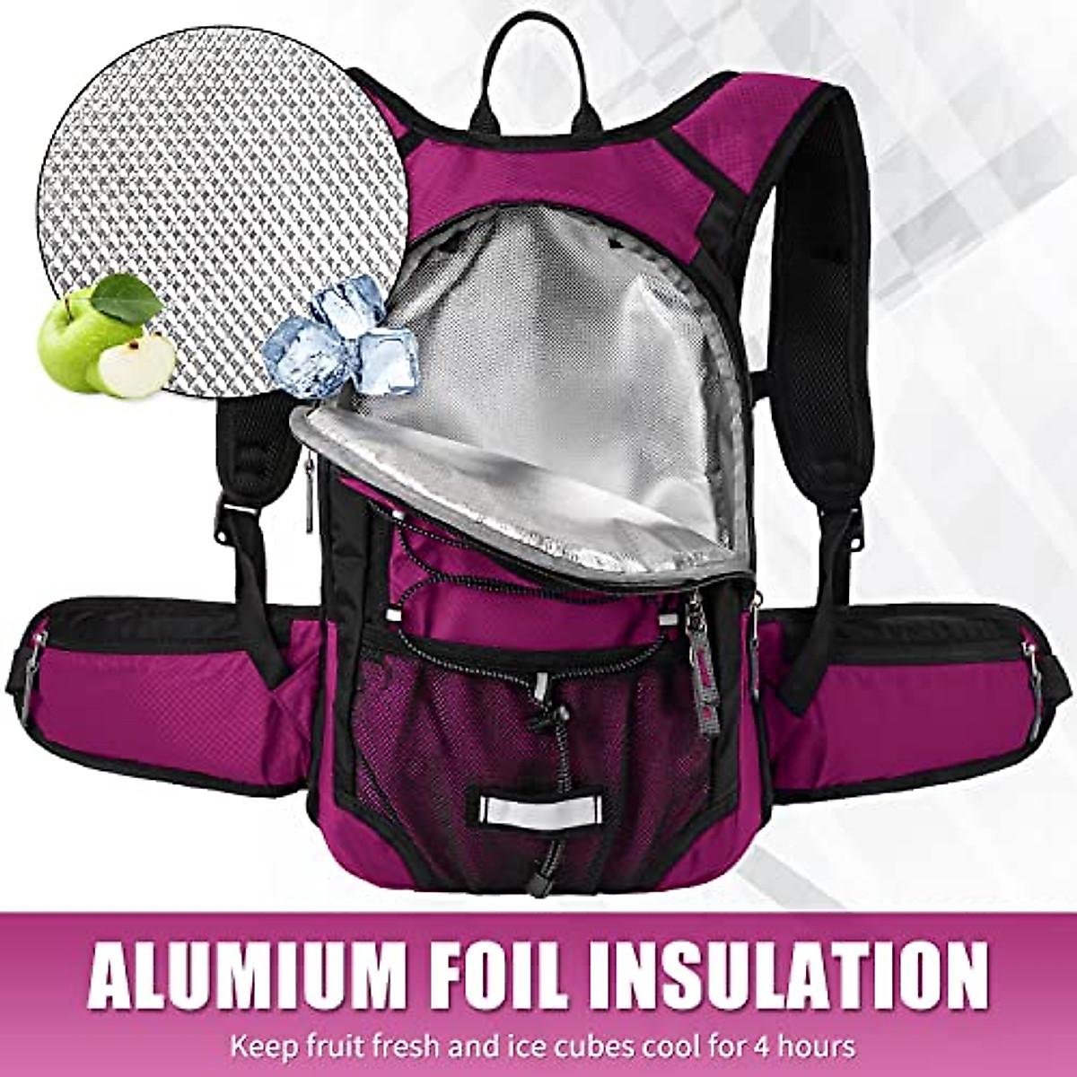 MIRACOL Hydration Backpack with 2L Water Bladder, Insulated Water Backpack Keeps Liquid Cool up to 4 Hours, Perfect Trail Gear Pack for Running, Canyon Hiking, Cycling, Camping, Biking