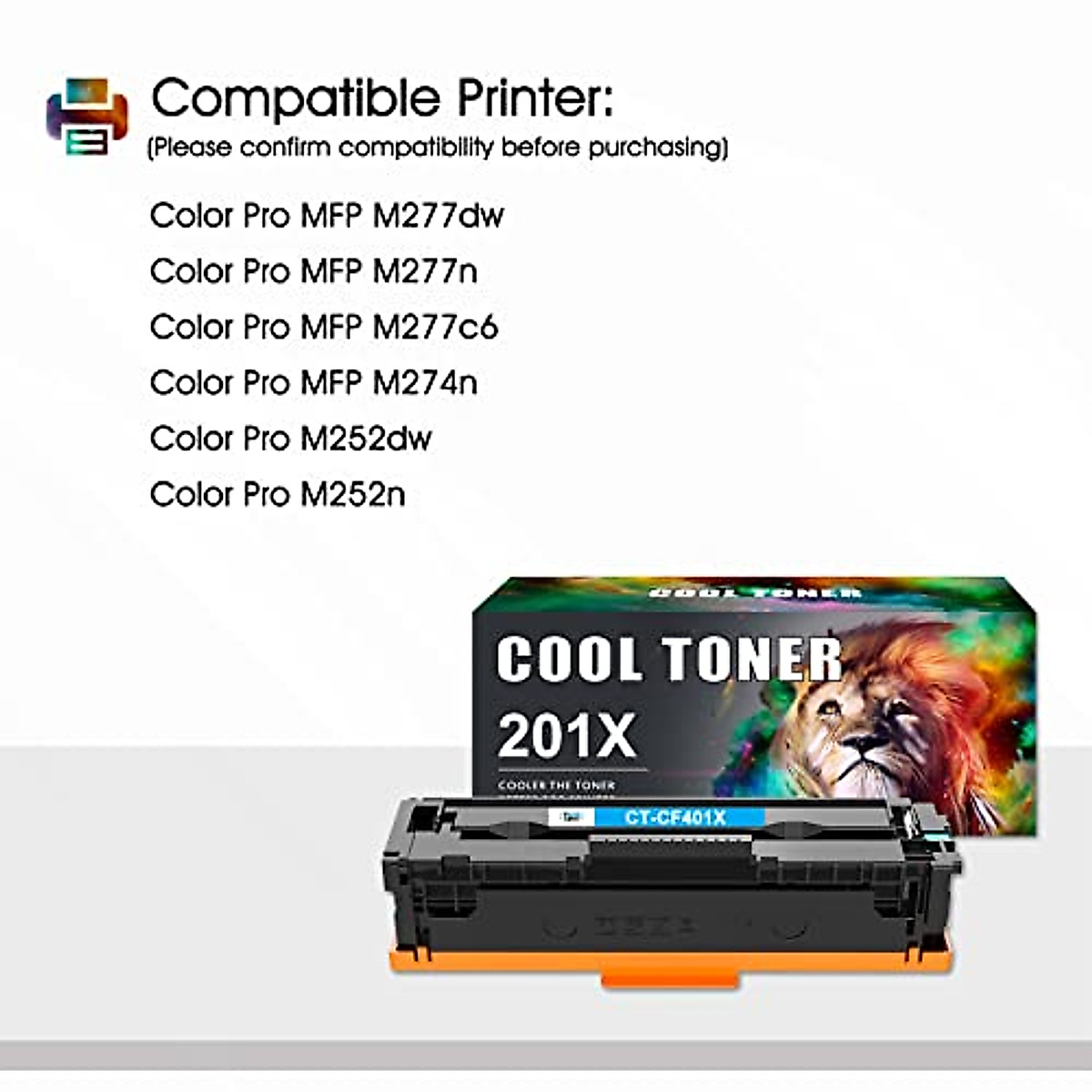 Cool Toner Compatible Toner Cartridge Replacement for HP 201X 201A CF400X CF400A Color Pro MFP M277dw M252dw M277c6 M277n M252n M277 M252 Toner Printer Ink (Black Cyan Yellow Magenta, 4-Pack)
