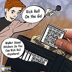 Ad-Free, Realistic 2x2IN Fake WiFi Rick Roll QR Code Stickers 25 Pack. Best Bulk Practical Joke Novelty Set for April Fools. Trick Friends and Family with Hilarious Vinyl Decal Meme Prank