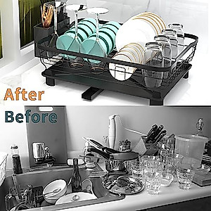 IMURZ Dish Racks for Kitchen Counter, Stainless Steel Drying Rack for Kitchen Sink with Detachable Drainage Board, Suitable for Various Tableware Storage and Dish Drainers for Kitchen Counter