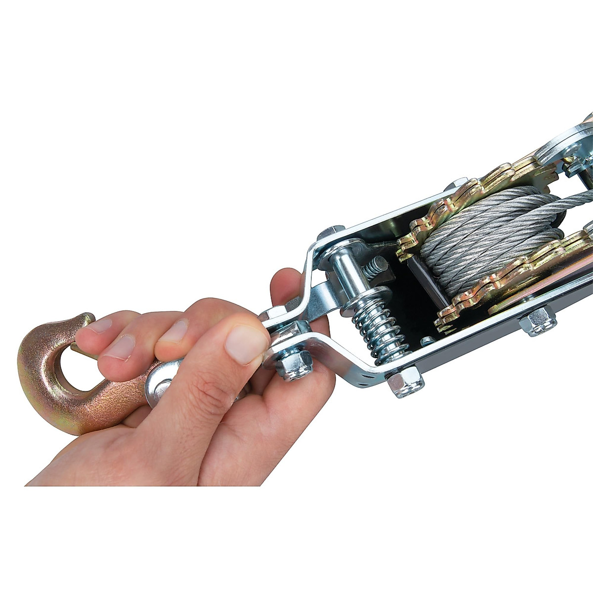 Performance Tool 50-100 Dual Gear Power Puller - 2 Ton Capacity Winch With 6' aircraft cable