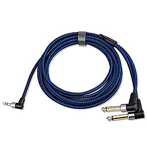 GGMTY 1/8" TRS to Dual 1/4" TS Mono Stereo 6FT Y-Cable Splitter Cord Compatible for Smartphone, iPod,Sound Card,CD Players,Multimedia Speaker,PA Audio and Home Stereo System