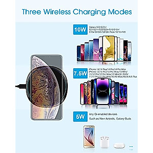 Fast Wireless Charger, NANAMI 7.5W Charging Pad Compatible iPhone 14/13/13 mini/12/SE 2/11/11 Pro/XS Max/XR/X/8, 10W Qi Charger for Samsung Galaxy S23/S22/S21/S20/S10/S9/S8/Note 10+/9/8 & 5W AirPods 2