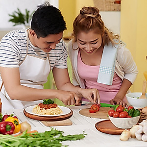 Rtteri 12 Pieces Acacia Wood Dinner Plates 9.8 Inch Round Wood Dishes Wooden Charger Serving Tray Easy Cleaning Lightweight Unbreakable Classic Plate for Dishes Snack, Dessert, Housewarming Gift