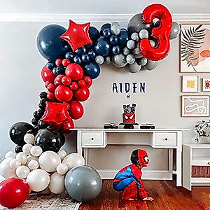 Holipardy DIY Balloons Arch Garland Kit,Red Black White Blue and Gray Balloons 117 Pieces Latex Balloons for Baby Shower Wedding Birthday Graduation Anniversary Party Background Decoration…