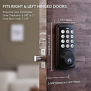 Keyless Entry Door Lock, Zomoss Electronic Keypad Deadbolt Lock, Auto Lock, 20 User Codes, Digital Deadbolt for Front Door, Easy to Install, 1 Press Locking, Oil Rubbed Bronze