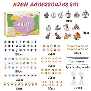 QUEFE 24000pcs 3mm Glass Beads for Jewelry Making Kit, 96 Colors Glass Seed Beads with Pendant Charms and Letter Beads for Friendship Bracelets Necklace Earring Ring Making