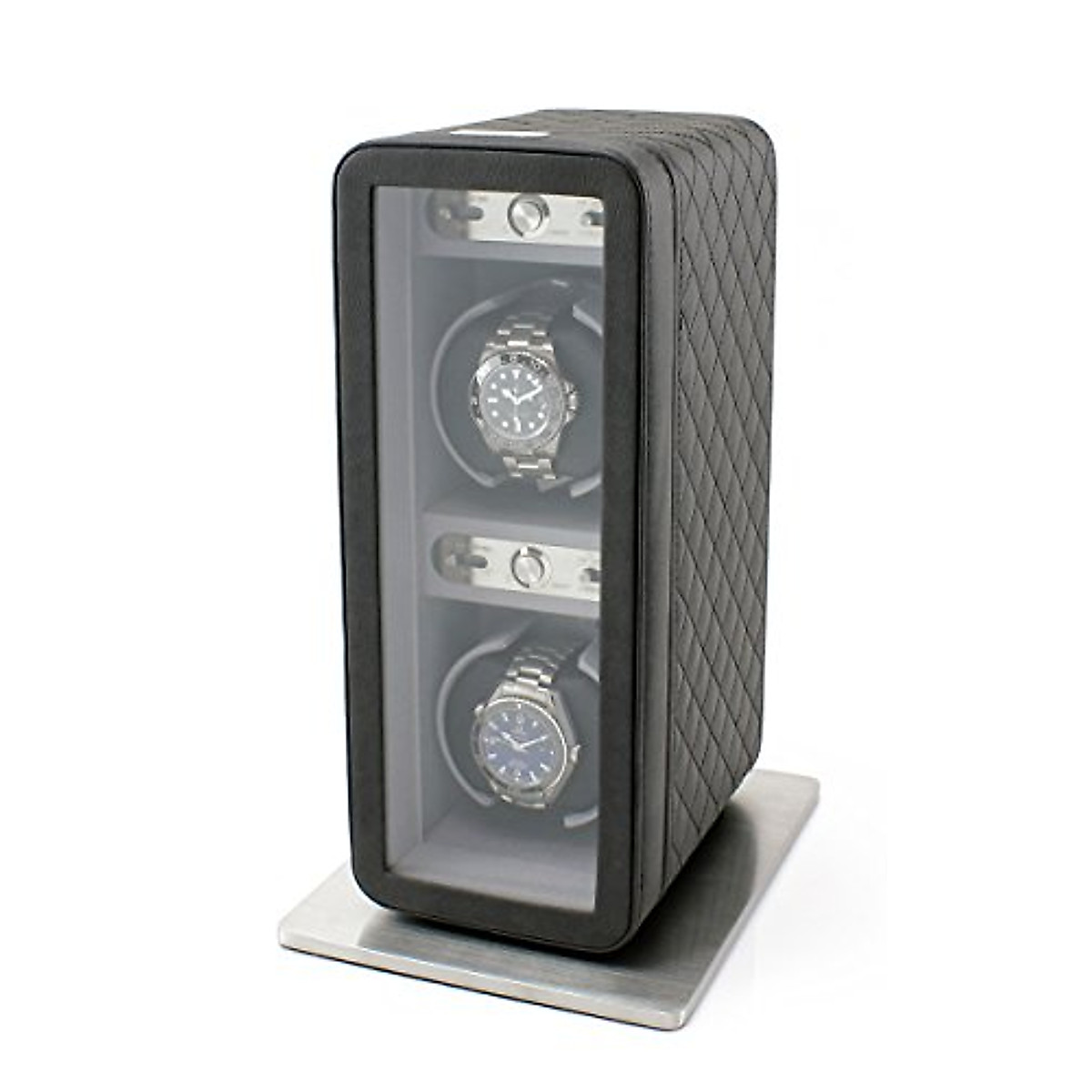 Heiden Monaco Double Watch Winder in Black Leather - Battery Powered or AC Adapter
