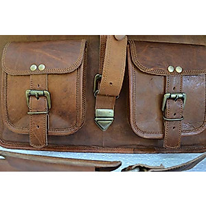 KPL 14 Inch Leather crossbody bags Purse Women Shoulder Bag Satchel Ladies Tote Travel Purse full grain Leather (Tan Brown)