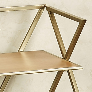 Touch of Class Modern Style Jamie Three Tier Gold Floor Shelf 41 Inches High