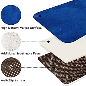 RYANZA 2 Pieces Kitchen Rugs, Abstract Anti Fatigue Non Slip Foam Cushioned Royal Blue Art Graffiti Modern Comfort Indoor Floor Mat Runner Rug Set for Laundry Office Sink Bathroom (17"x48"+17"x24")
