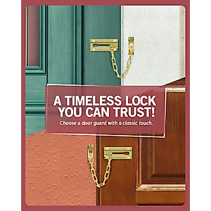 Jack N’ Drill Chain Door Guard with Lock - 2 Pack Chain Lock Door Guard, Sturdy & Rust-Resistant Steel Chain Locks for Inside Door and Extra Front Door Lock, 100% Child Safe (Brass Plated)