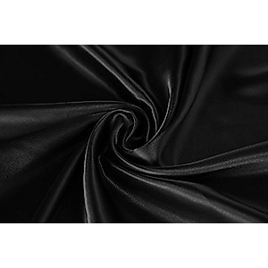 2-PCS Silky Soft Satin Solid Color Luxurious Decorative Throw Pillow Covers (Black, 12" x 20")
