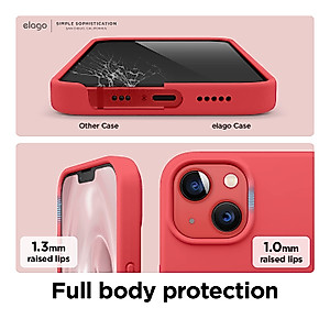 elago Liquid Silicone Case Compatible with iPhone 13 (6.1 inches), Premium Silicone Case, Full Protection Case – Shockproof Cover with 3 Structures, Soft Microfiber Prevents Scratches (Red)