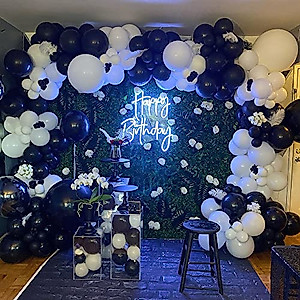 NISOCY Black Silver White Confetti Balloons Arch Kit, 120 PCS 12in 10in 5in Latex Balloons Garland Arches Kit for Birthday, Wedding, Anniversary, Celebrations Party Decoration