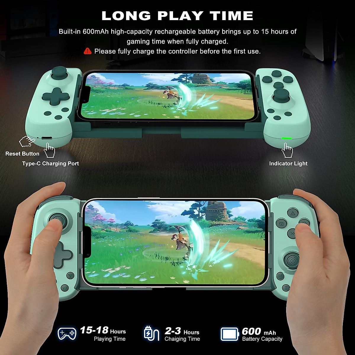 arVin Mobile Gaming Controller for Android, iOS with Phone CASE Support, Wireless Gamepad for iPhone/iPad/Samsung/Tablet/Switch/PS4/PC - Play Xbox Cloud Gaming/PS Remote Play/Steam Link/GeForce Now