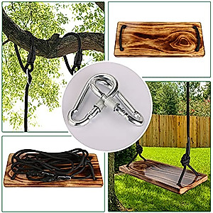 Tree Swing Seat,ATFWEL Carbonized Hanging Swing Seat with Adjustable Rope for Adult Kids Garden,Yard,Indoor,Outdoor Durable Wooden Swing Can Withstand 440LB (17.7x7.9x1.0 inch)