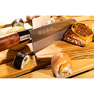 Traditional Japanese Professional Santoku Kitchen Chef Knife – Premium 7-inch High Carbon Stainless Steel Ultra Sharp Knife with High Corrosive Resistance in a Double Bevel Edge, Best Home Kitchen