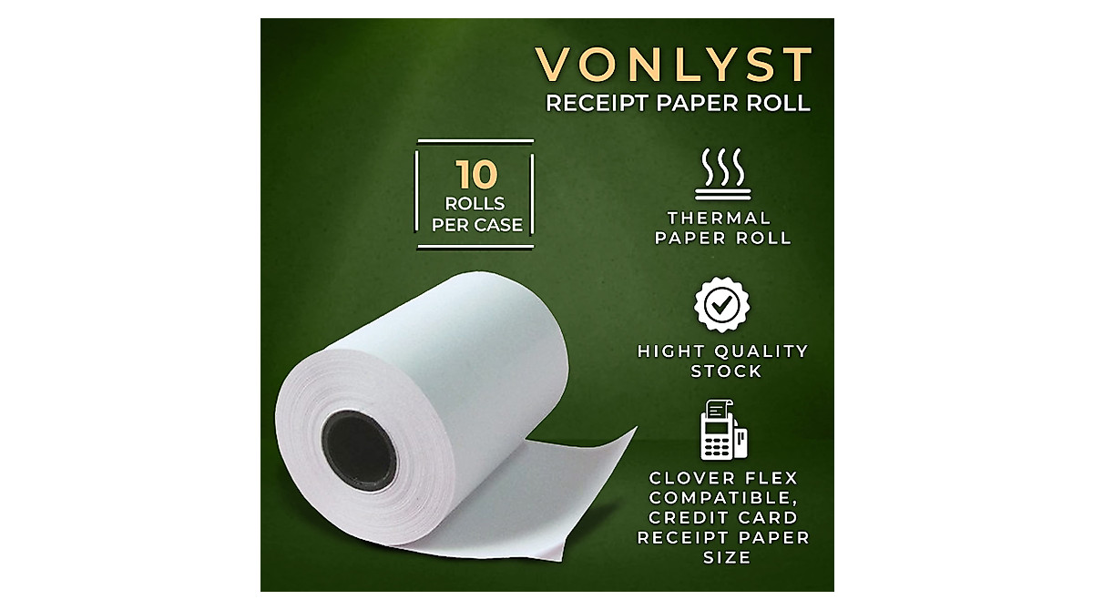 Vonlyst Thermal Paper Rolls for Clover Flex & POS - 10 Pack