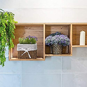 EZOWare Set of 4 Natural Woven Seagrass Wicker Storage Nest Baskets Organizer Container Bins with Liner - Brown (7 x 7 x 5.5 inches)