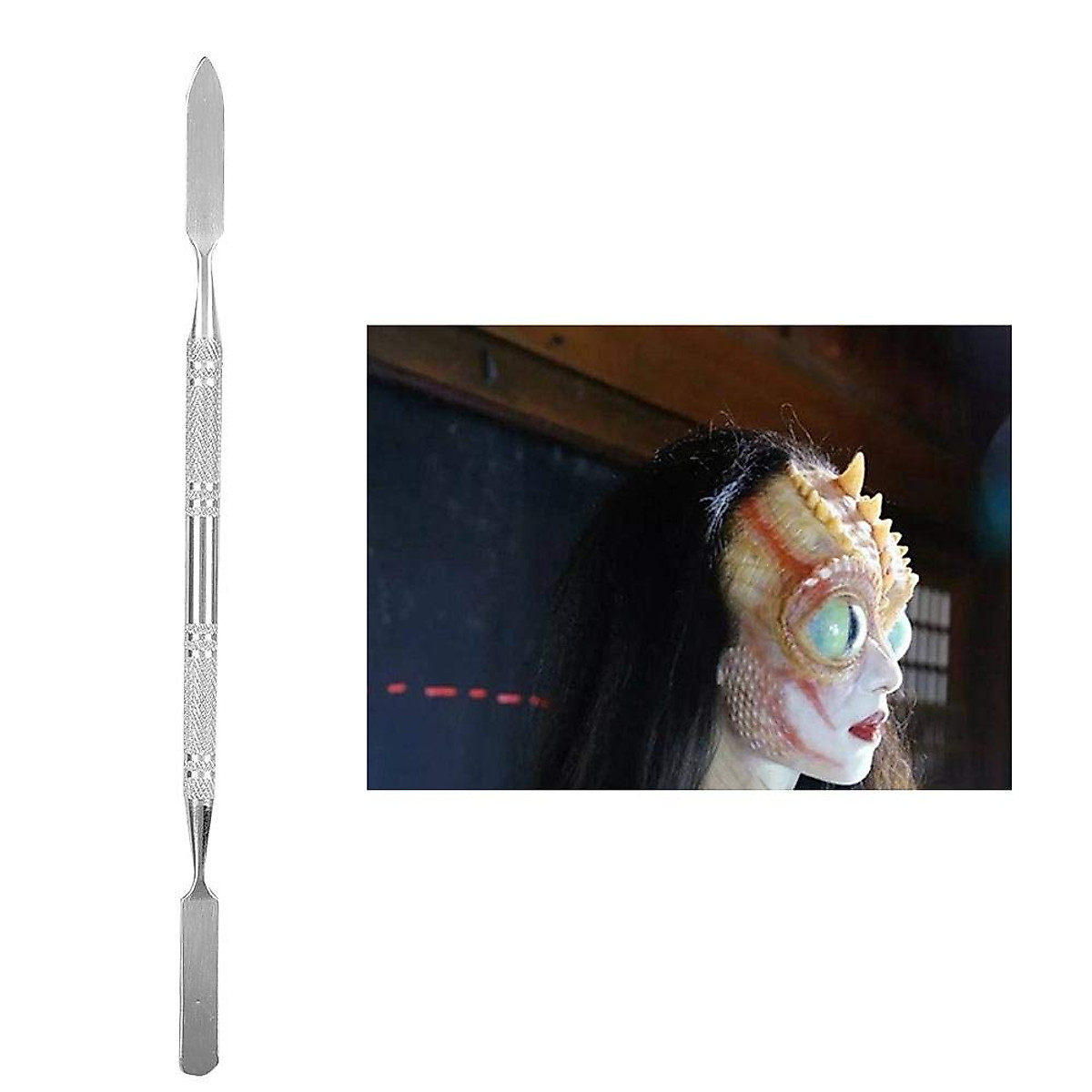 Wax Spatula, Stainless Steel Double-Ended Scar Wax Spatula Applicator Special Effects FX Makeup Tool(L)