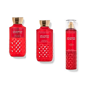 Bath and Body Works - Strawberry Pound Cake - Daily Trio – Fall 2020 - Shower Gel, Fragrance Mist & Body Lotion