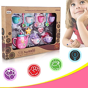 Liberty Imports Kids Tea Set Pretend Play Set - Small Plastic Tea Party Toy Kitchen Accessories, Gift Set for Little Girls, Toddlers (21-Piece)